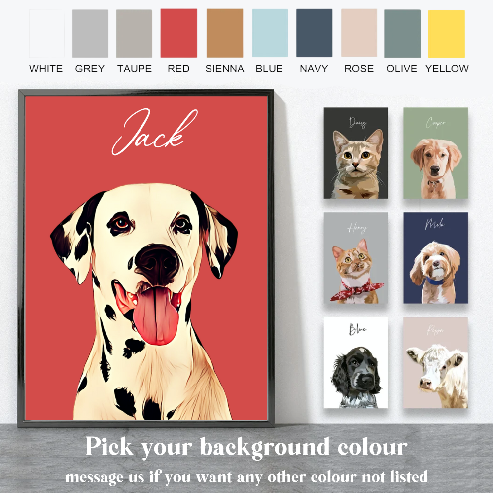 Pet Portrait, Personalised Dog Art, Premium Poster or Digital Download