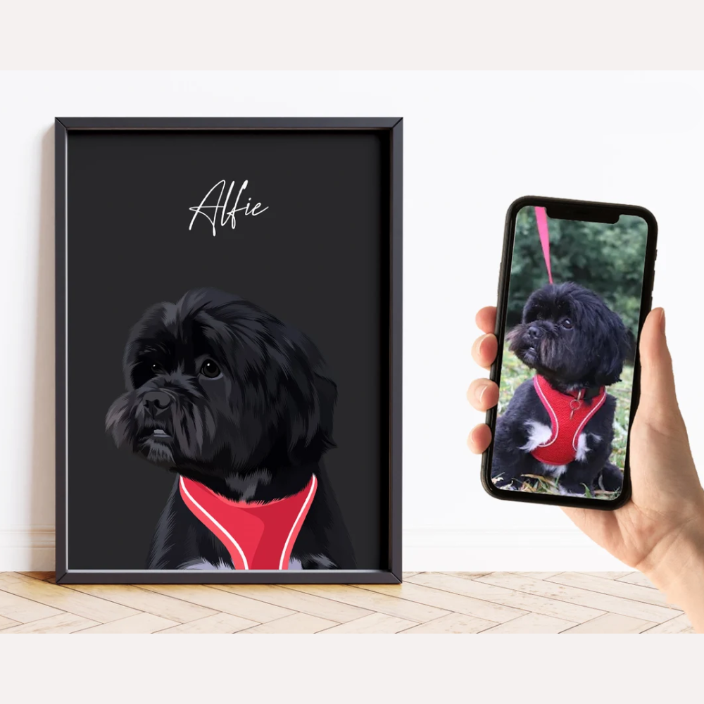 Pet Portrait, Personalised Dog Art, Premium Poster or Digital Download