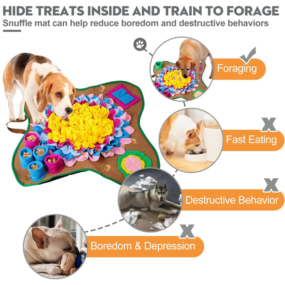 Pet Snuffle Mat for Dogs, Interactive Feed Game, Sunflower Treat Game