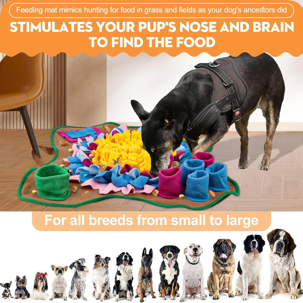 Pet Snuffle Mat for Dogs, Interactive Feed Game, Sunflower Treat Game