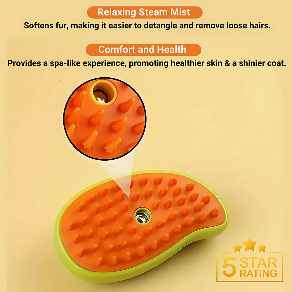 Steamy Cat Dog Brush, 3 In 1 Pet Steam Brush, Dog and Cat Hair Cleaner