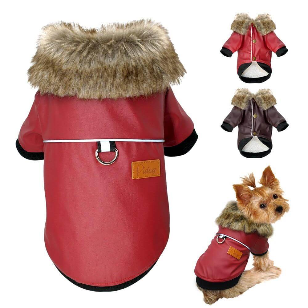 Dog Coat | Leather Dog Jacket with Cashmere Fleece | Happypawsonline